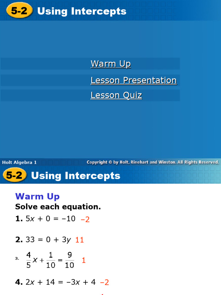 X & y Intercepts | PDF | Algebra | Line (Geometry)
