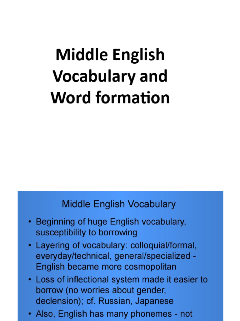 Middle English Vocabulary and Word-Formation | PDF