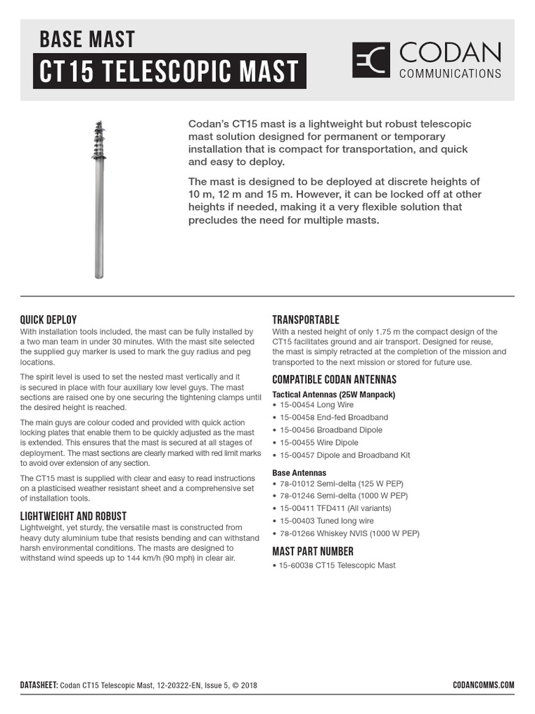 Codan 12 20322 en 5 CT15 Telescopic Mast | PDF | Manufactured Goods