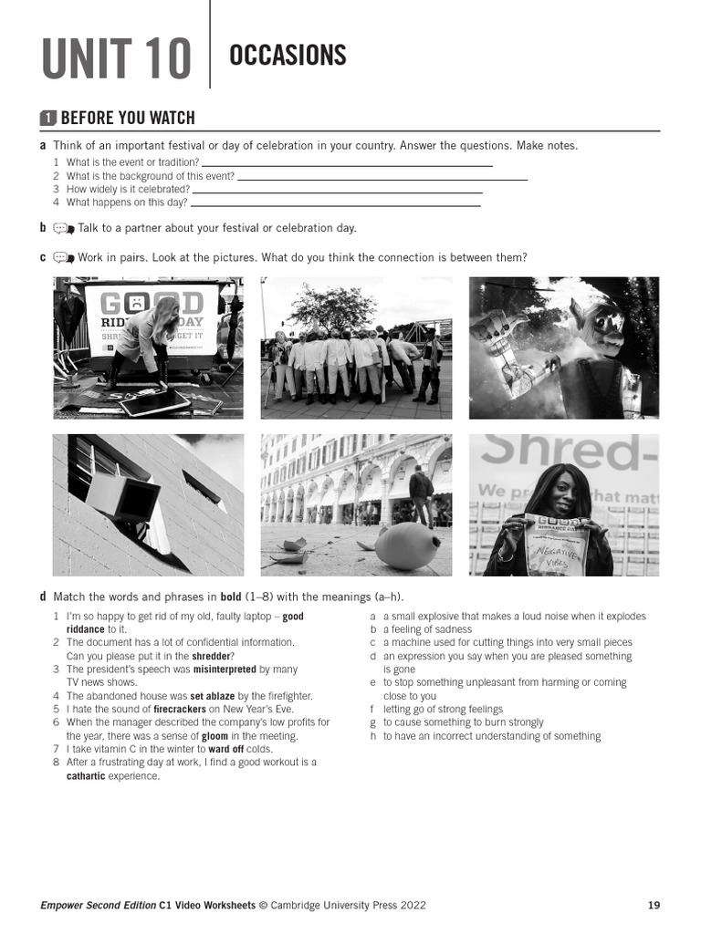 Empower Advanced Video Activity Sheet Unit 10 | PDF