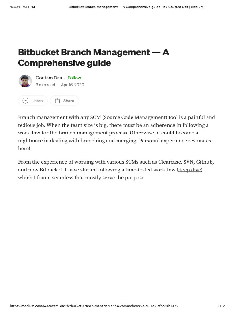 Bitbucket Branch Management - A Comprehensive Guide - by Goutam Das ...