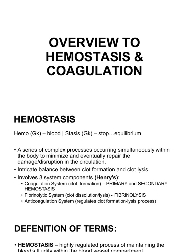 HEMATOLOGY Hemostasis+ (In+Hosue+Review) | PDF | Coagulation | Platelet