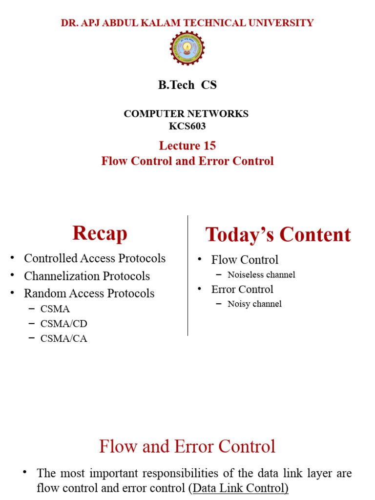 CN Lecture 15 - Flow Control - 28 March | PDF | Networking Standards | Computer Science