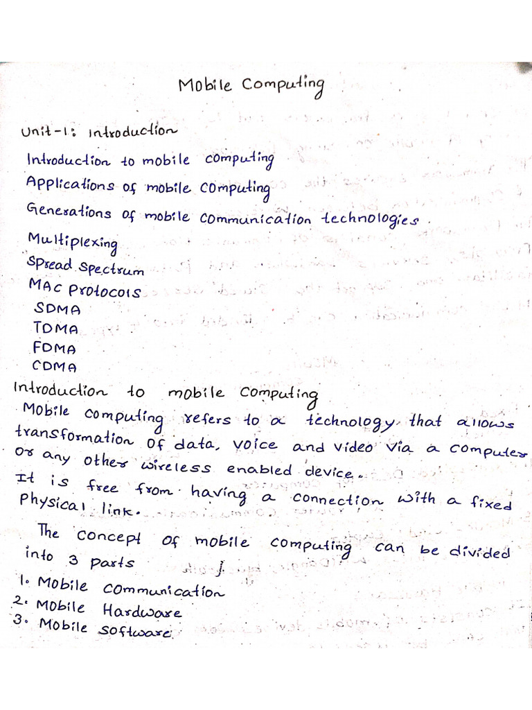 Unit-1 Mobile Computing Notes | PDF