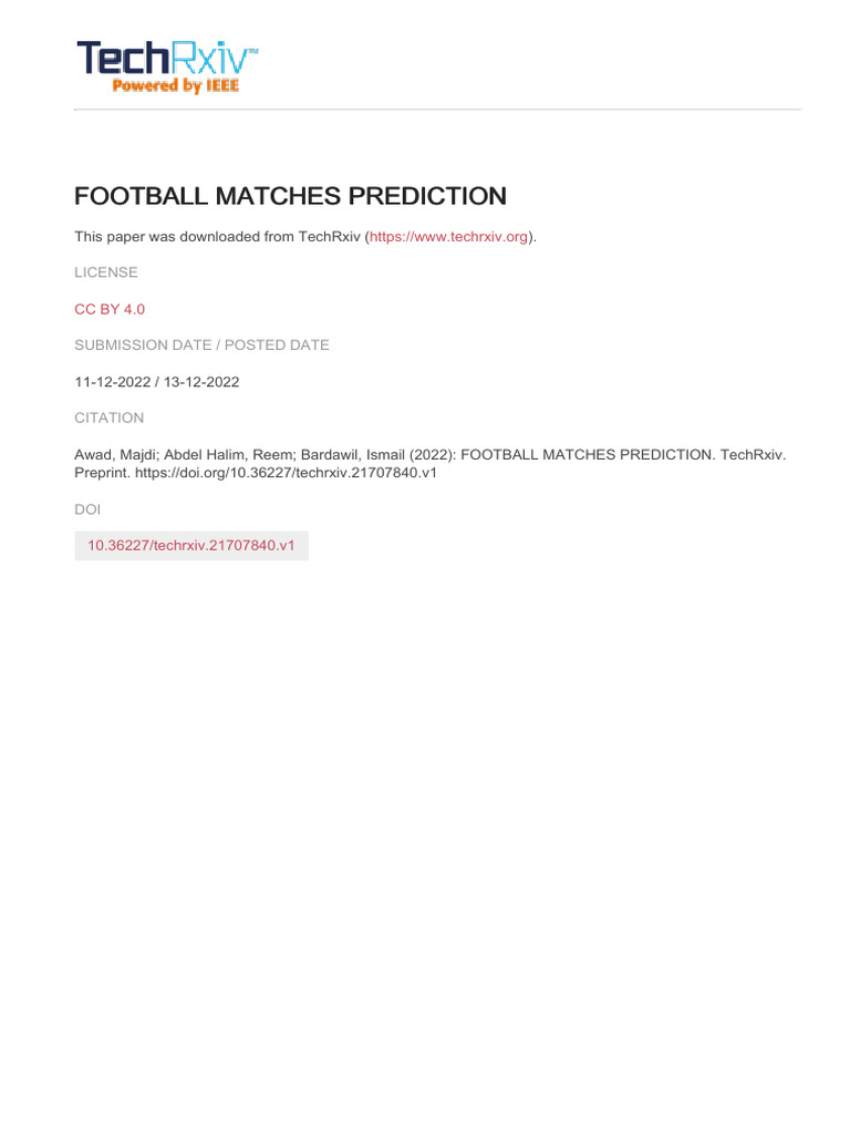 Football Matches Prediction | PDF | Fifa World Cup | International ...