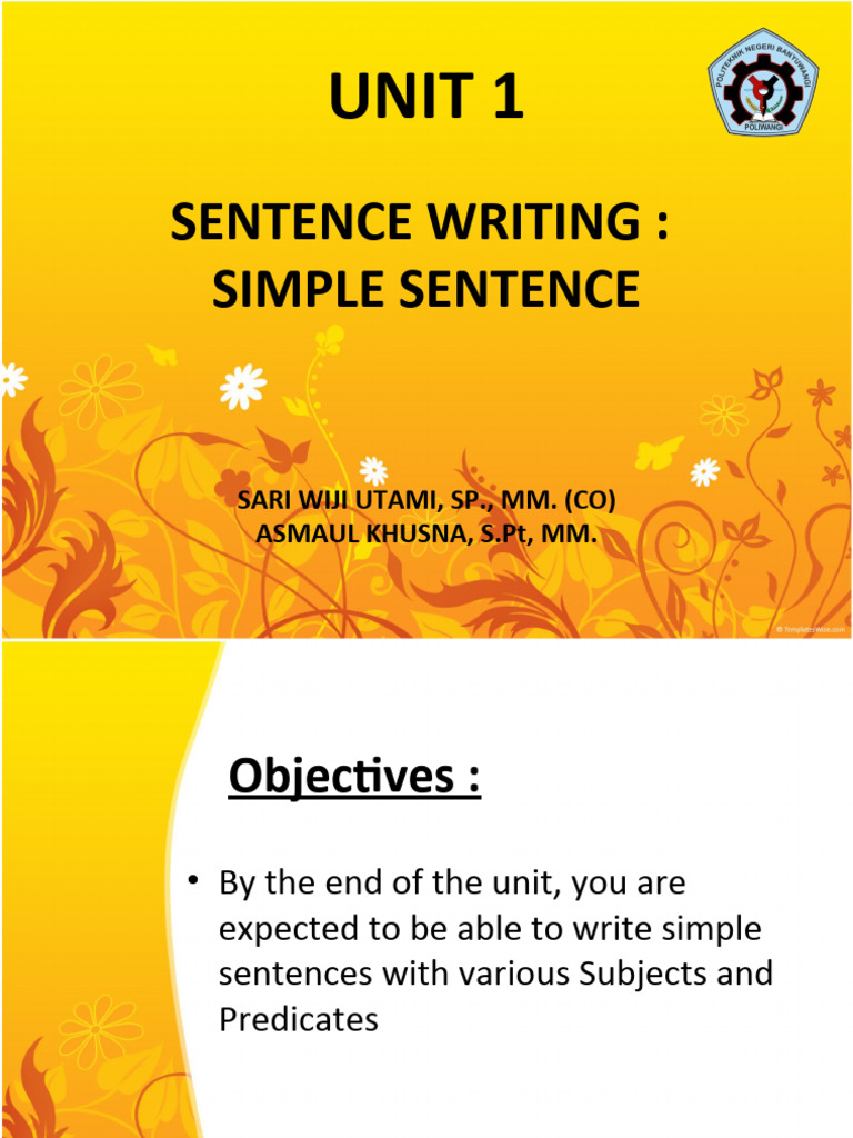 Mastering Simple Sentence Structure | PDF | Subject (Grammar) | Verb