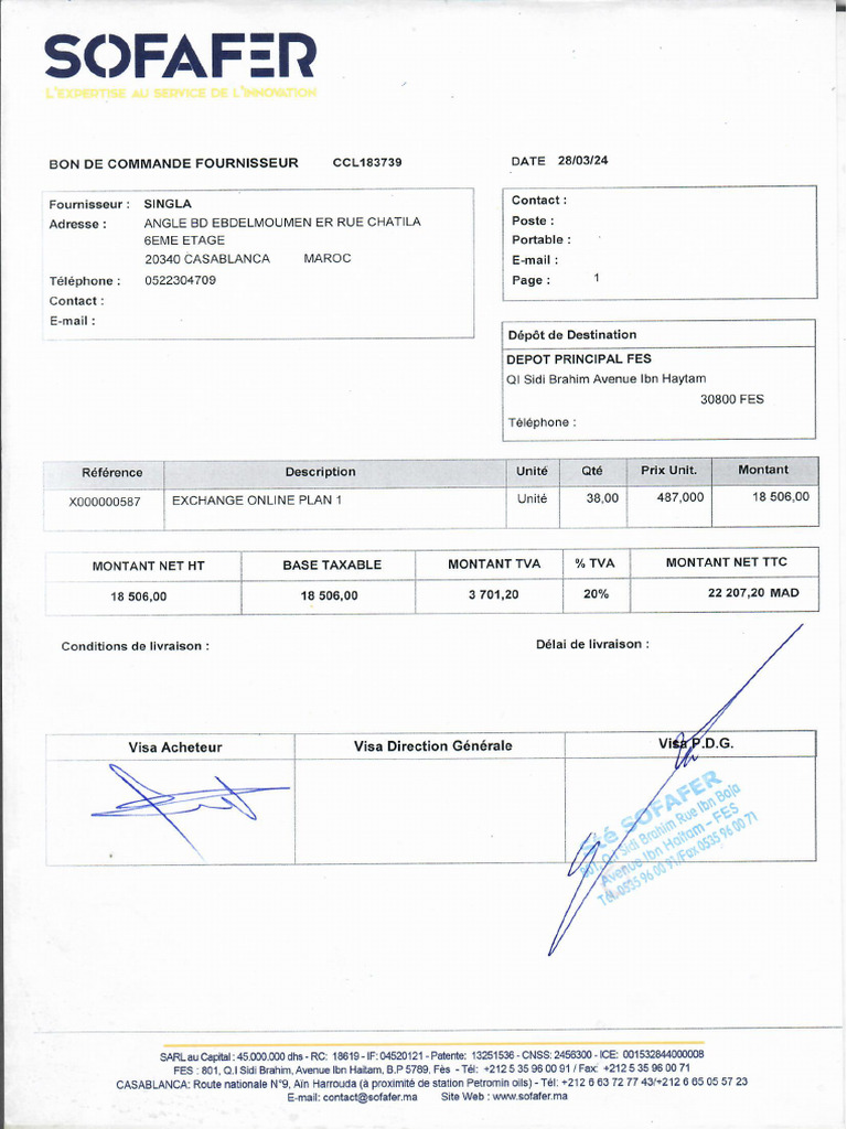 Bon de Commande Exchange Online | PDF