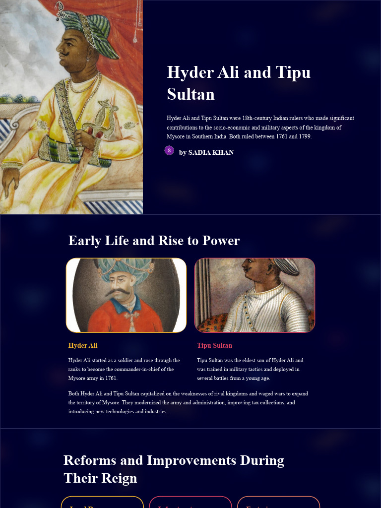 Hyder Ali and Tipu Sultan | PDF