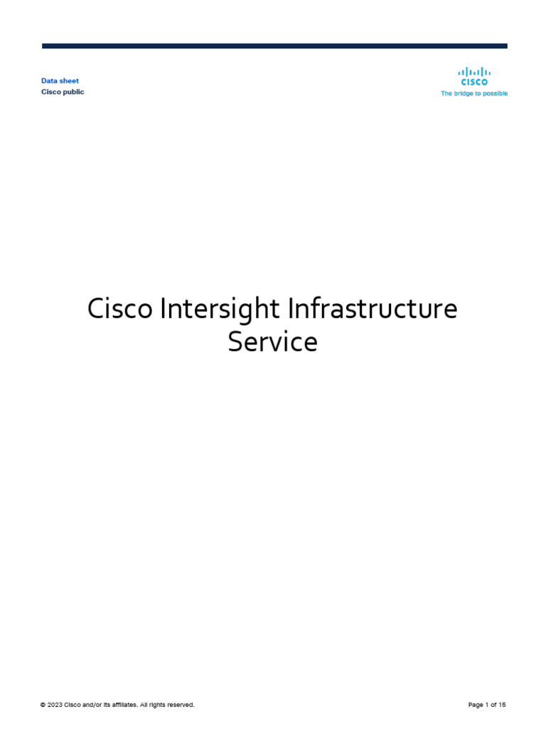 Cisco Intersight Infrastructure Service Data Sheet | PDF | Cloud ...