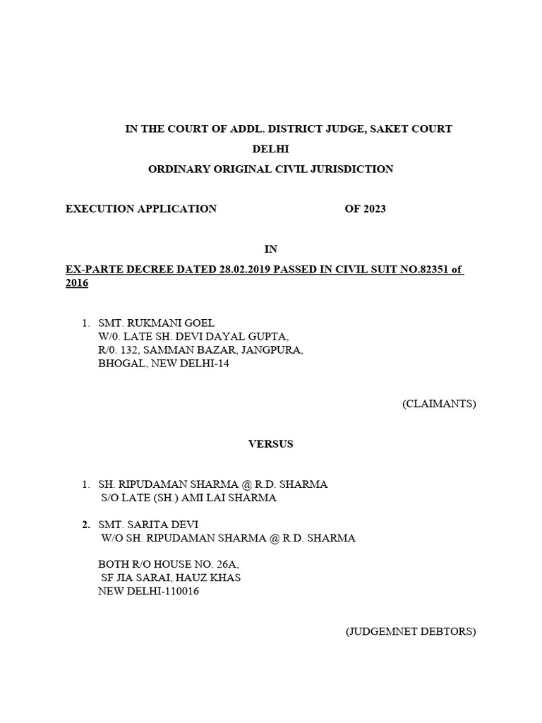 Execution Petition Saket | PDF