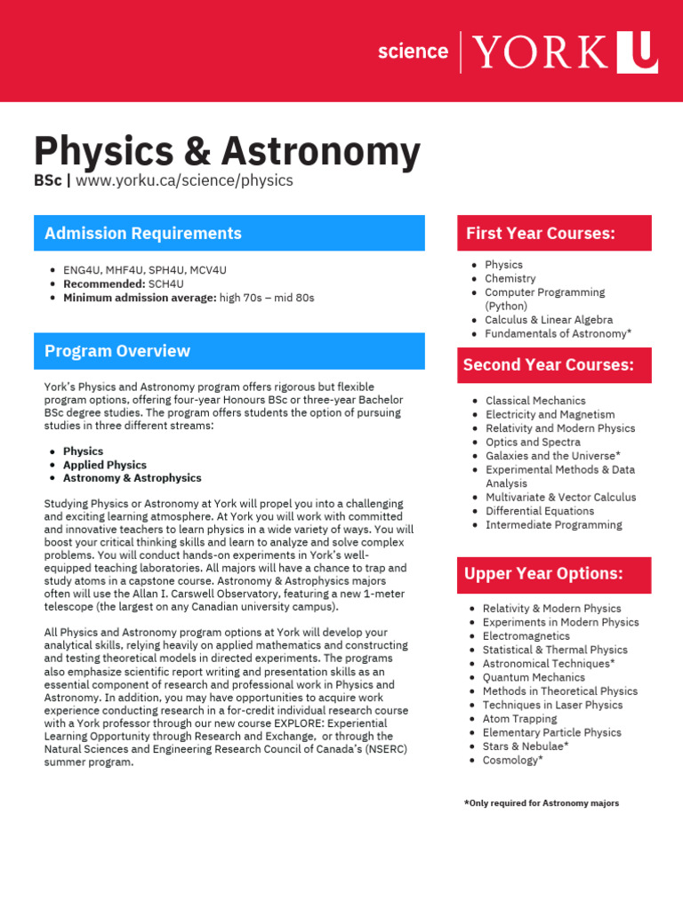 York University Physics & Astronomy Program | PDF | Physics | Astronomy