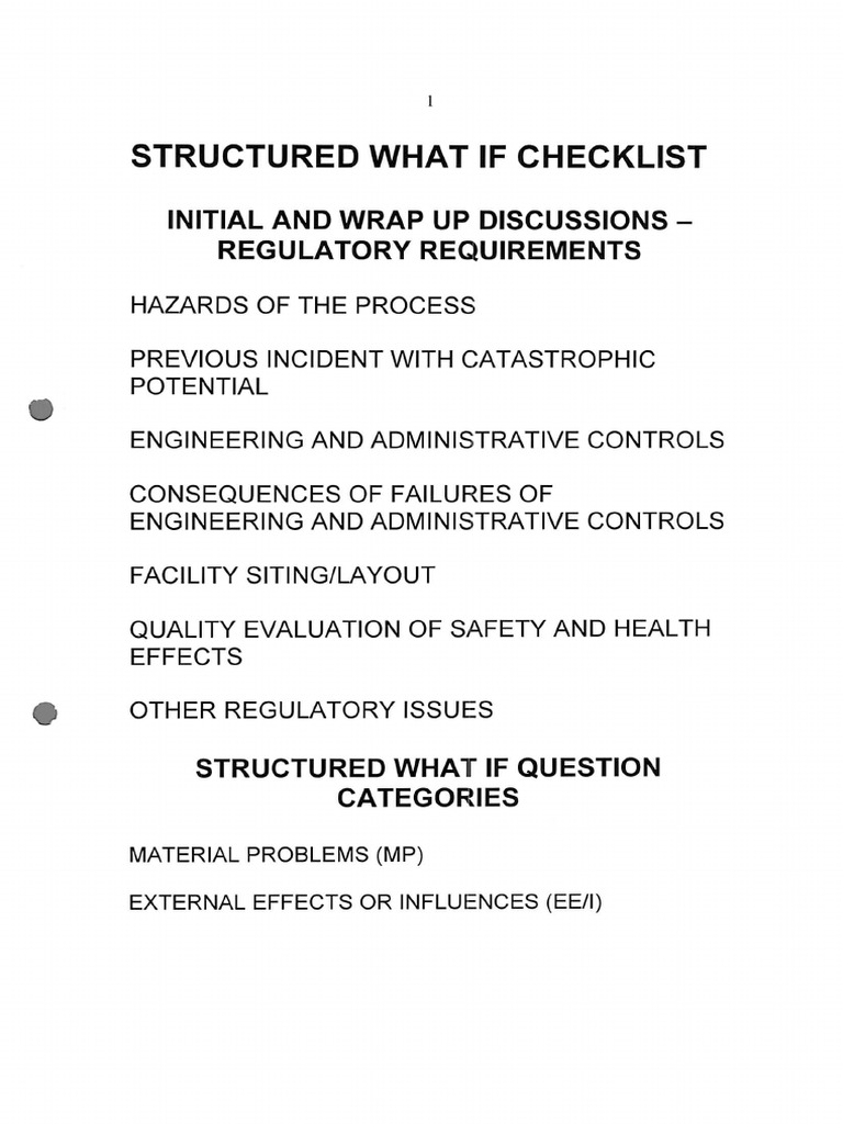 Structured What If Checklist - IRCA | PDF | Pump | Hazards