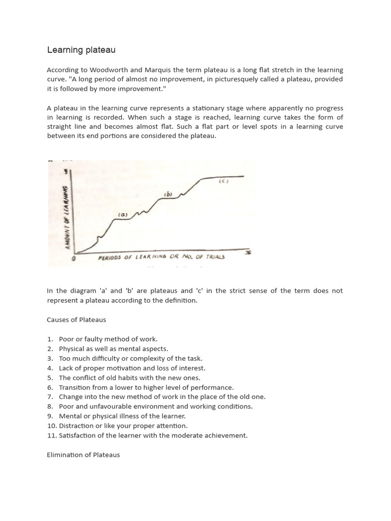 Learning Plateaus | PDF | Learning | Motivational