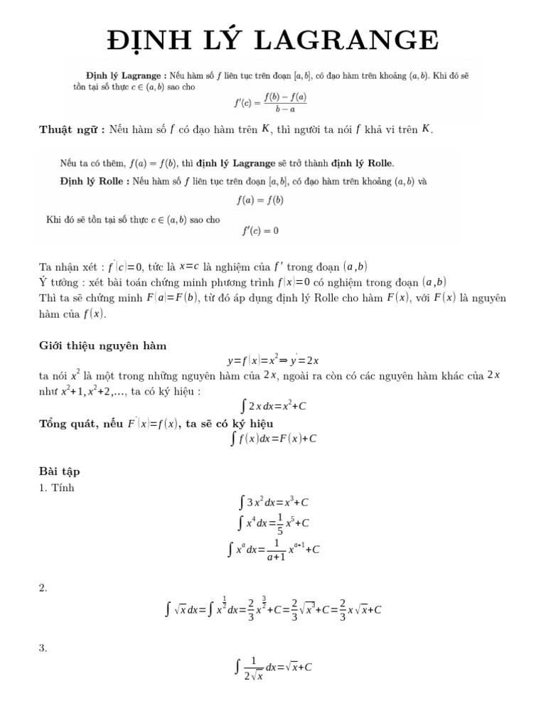 Định lý Lagrange | PDF