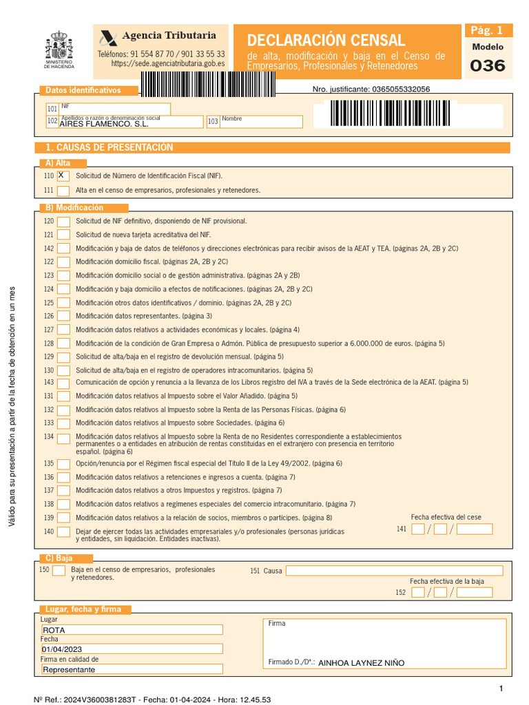 Modelo 036 | PDF | Impuestos | Finanzas del gobierno