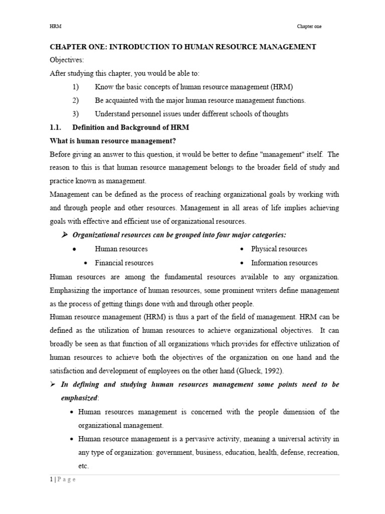 HRM CH 1 | PDF | Human Resource Management | Human Resources