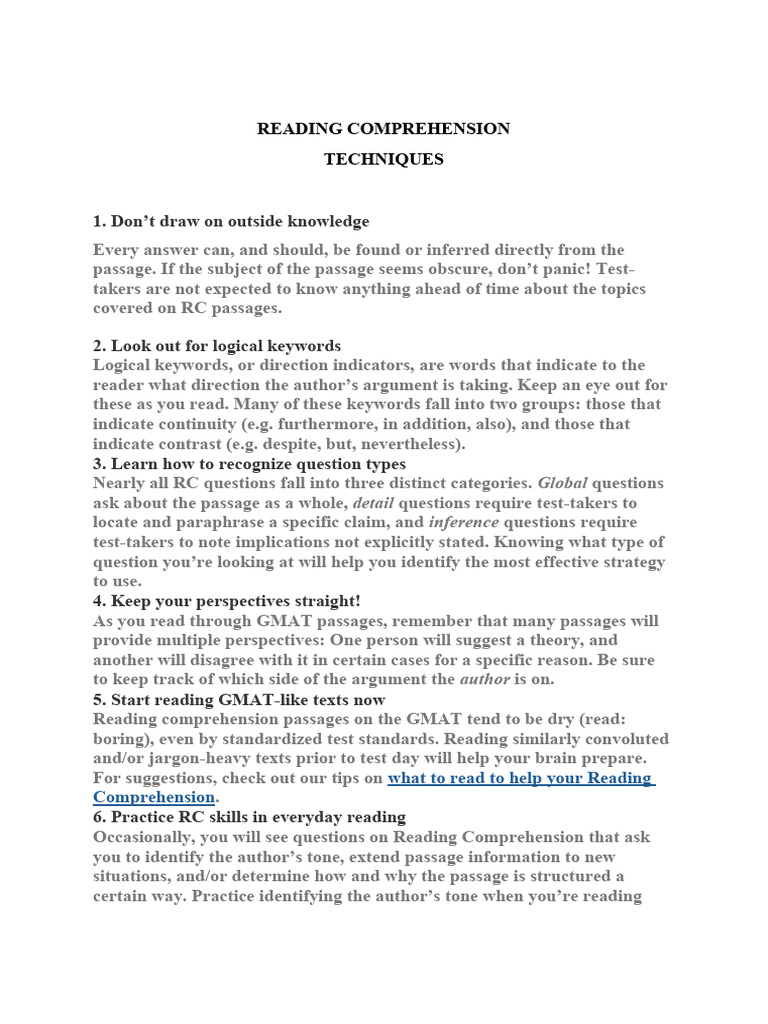 Reading Comprehension | PDF | Reading Comprehension | Graduate ...