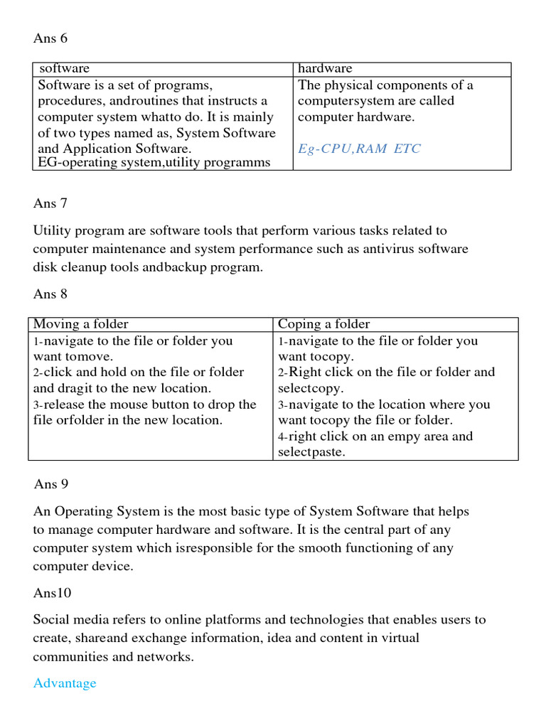 Eg-Cpu, Ram Etc: Advantage | PDF | Computer File | Software