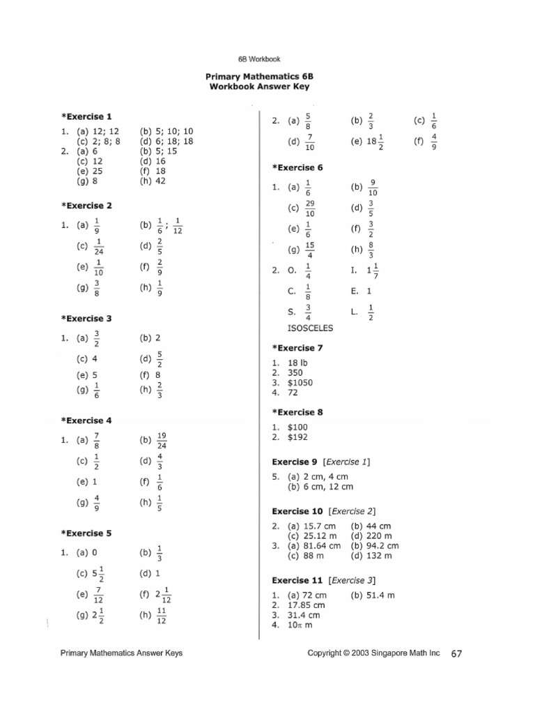 Primary 6B Workbook Answer Keys | PDF