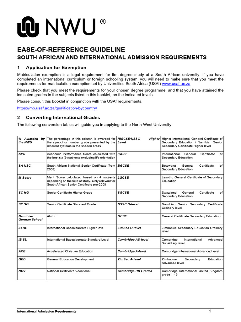 South African University Admission Criteria | PDF | Educational Stages ...