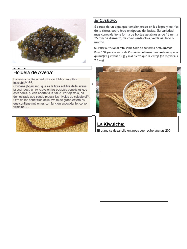 Valor Nutricional del Cushuro | PDF | Nutrientes | Fibra dietética