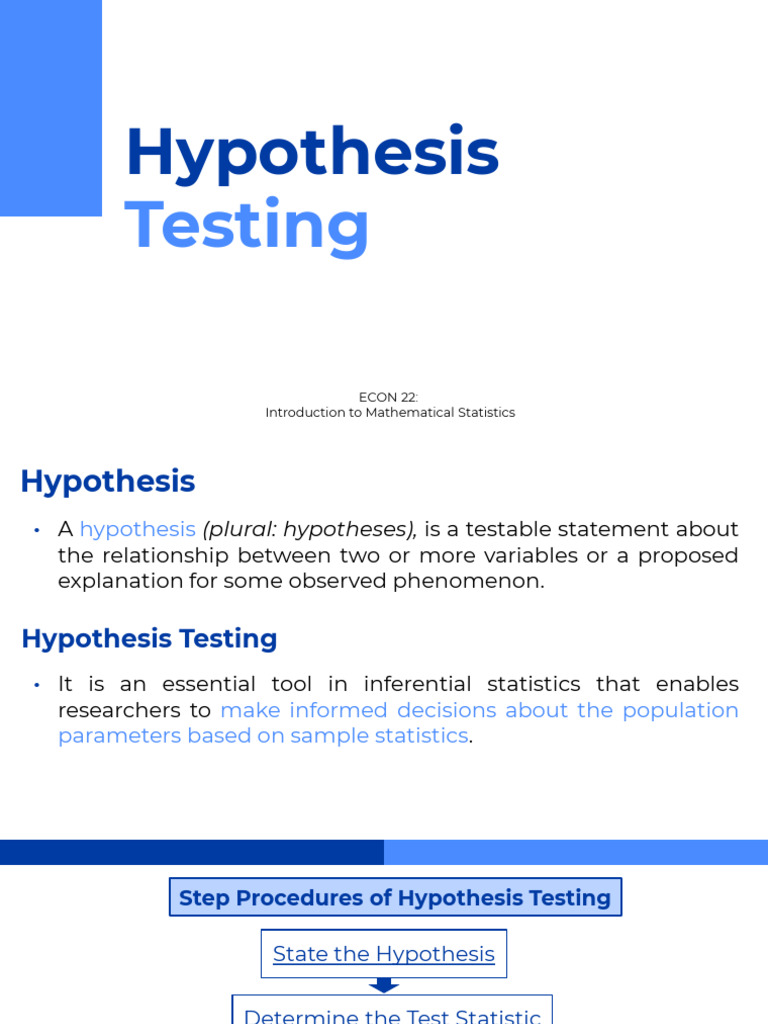 6 Hypothesis Testing | PDF | Statistical Hypothesis Testing | P Value