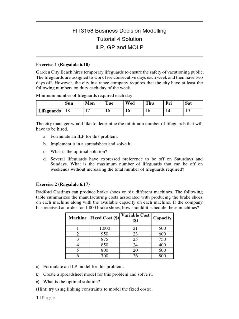 Business Decision Modelling Solutions | PDF