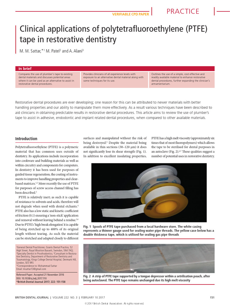 Clinical Applications of Polytetrafluoroethylene (PTFE) | PDF