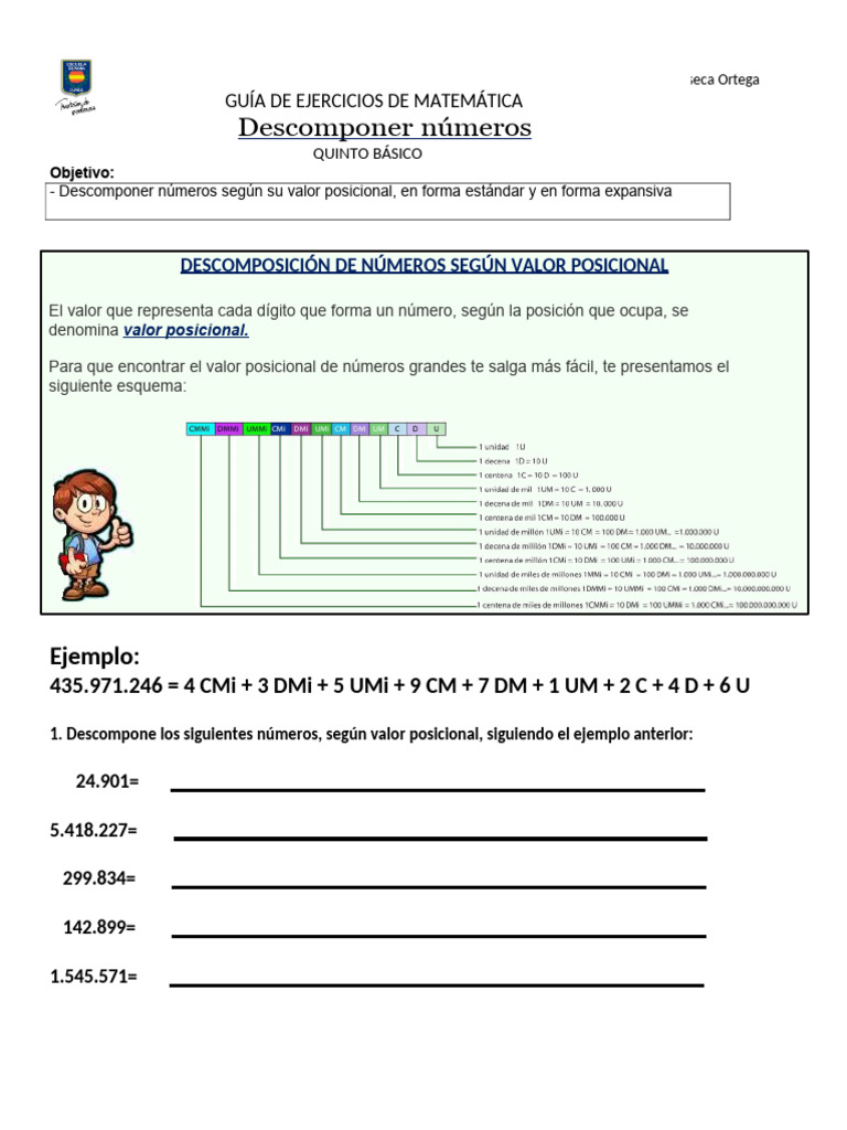 Descomposición de Números 5° Básico | PDF | Aritmética