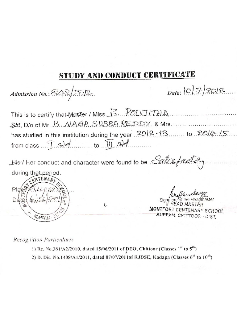 1 ST To 3rd Study Certificate | PDF