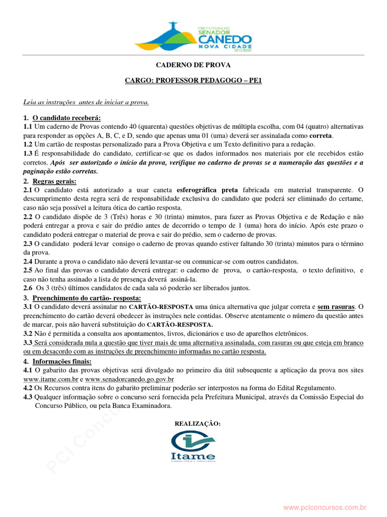 Prova Quadrix Professor - Pedagogo | PDF | Pedagogia | Aprendizado