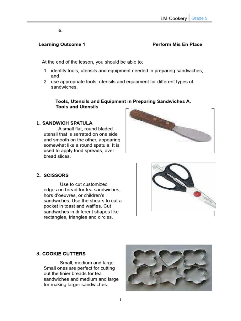 Tle 9 - Cookery | PDF | Knife | Grilling