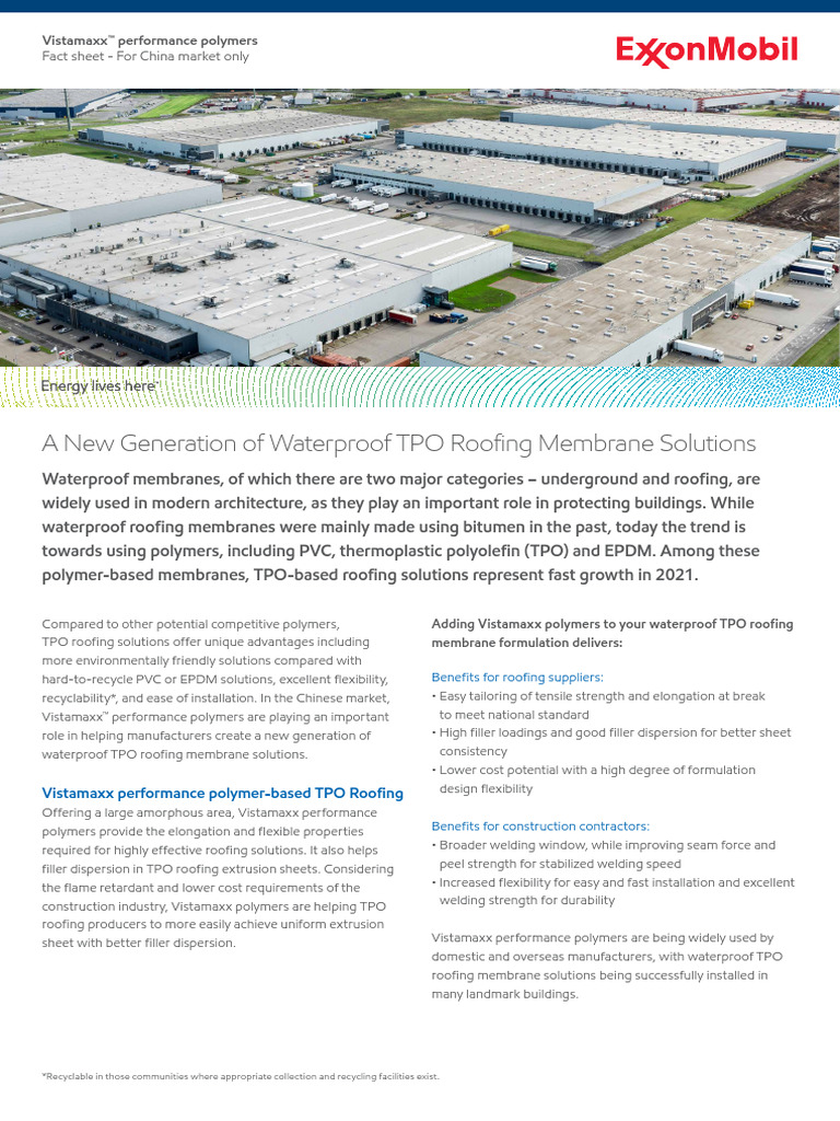 Vistamaxx Performance Polymer in Tpo Roofing FR | PDF | Polymers | Welding