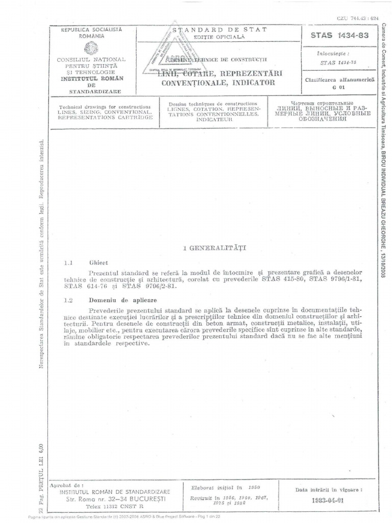 CONSTRUCTII STAS Linii Cotare Reprezenta | PDF