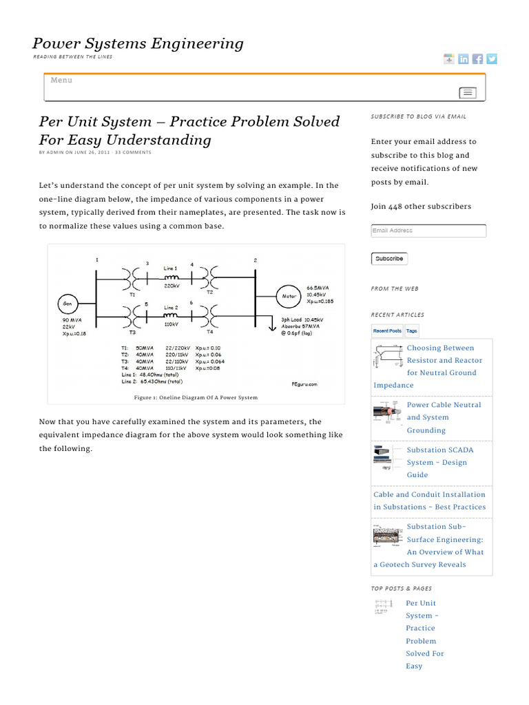 Per Unit System - Practice Problem Solved For Easy Understanding ... Per Unit System - Practice Problem Solved For Easy Understanding ...