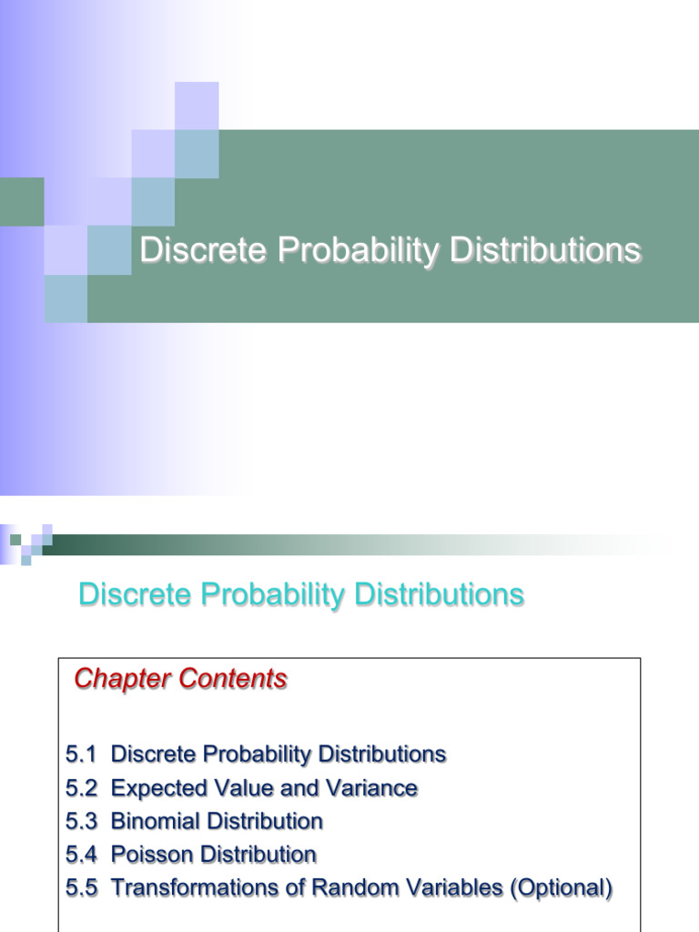Chap05 - Discrete Random Variables | PDF | Probability Distribution | Random Variable