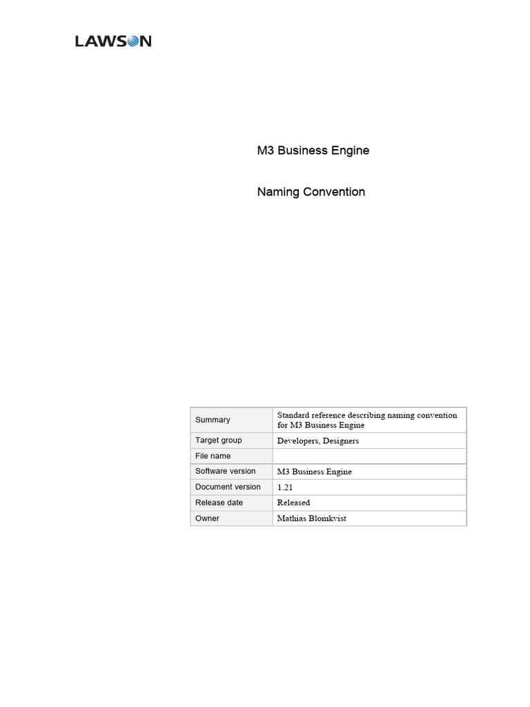 M3+BE+Naming+Conventions+V1 2 1 | PDF | Method (Computer Programming) | Databases
