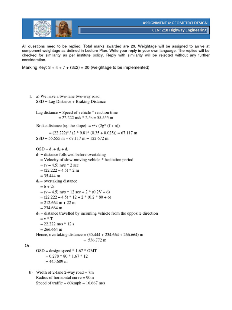 Assignment 4 2024 - GeoDesign - Worksheet | PDF | Road | Lane