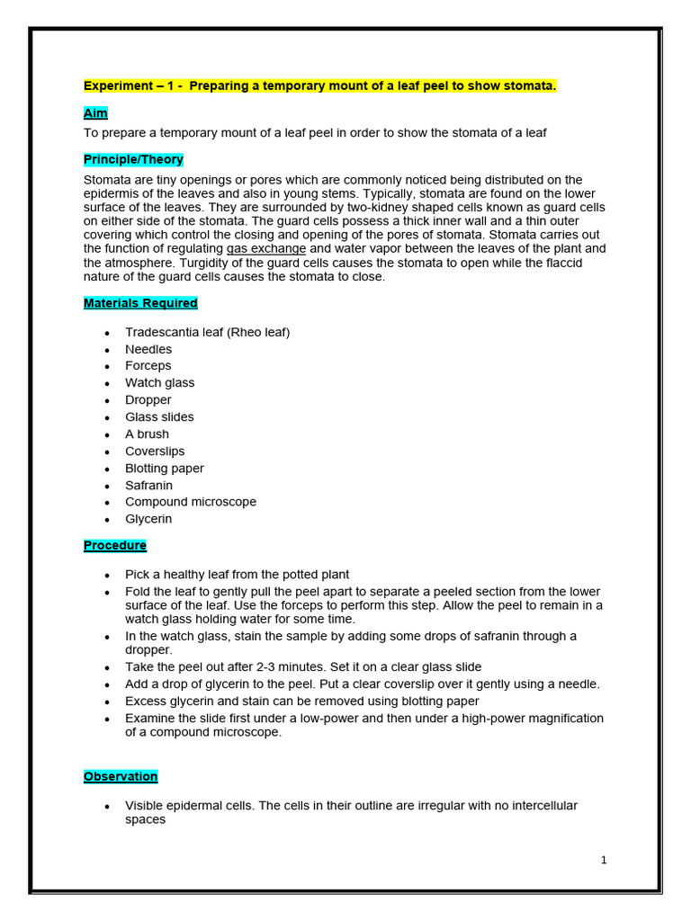 Biology Practical Record Work - Class X (4) 1 | Download Free PDF ...