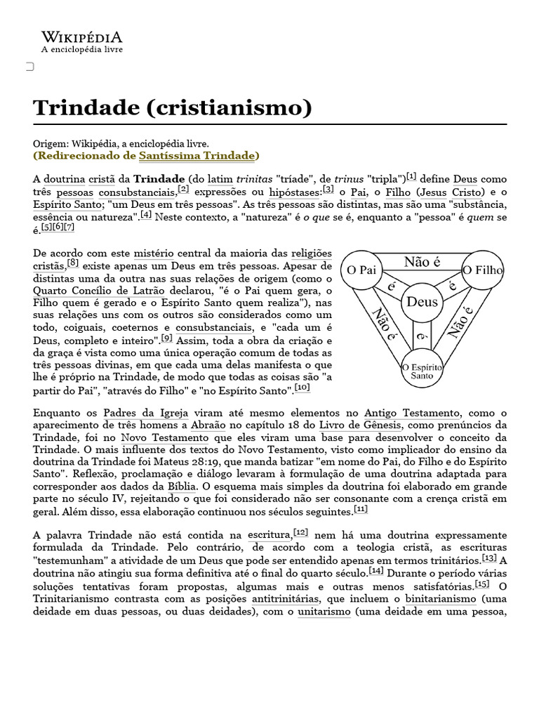 Doutrina da Trindade no Cristianismo | PDF | Trindade | Teologia