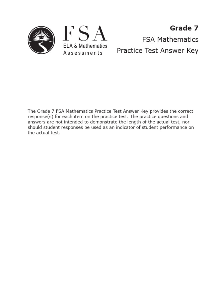 Fsa 2020 7 Mtb Practice Test Answer Key Cbt Pdf Mathematics 2552