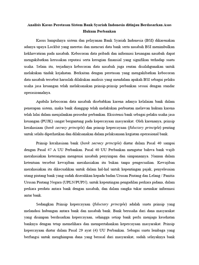 Analisis Kasus HK Perbankan | PDF