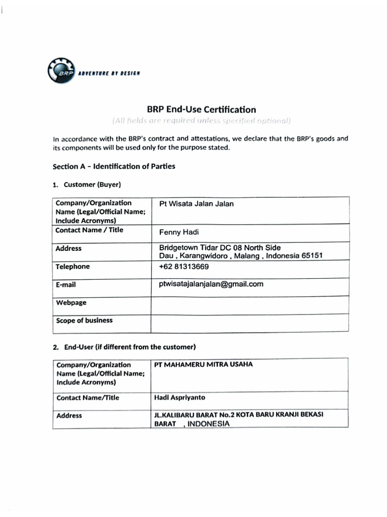 BRP End-User Certification IDN | PDF