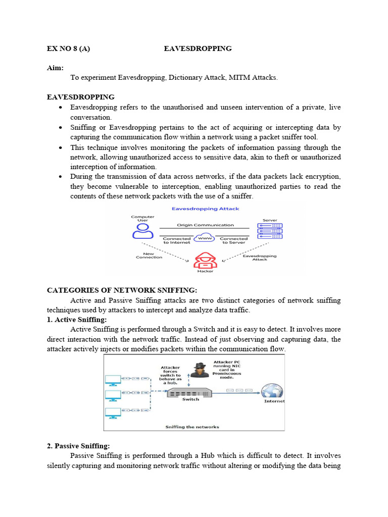 EX NO 8 Eavesdrop | PDF | Password | Computer Network