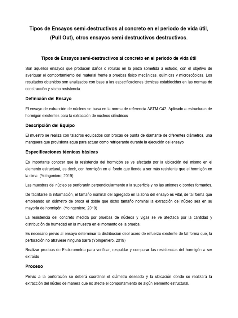 Tipos De Ensayos Semi Pdf Hormigón Acero