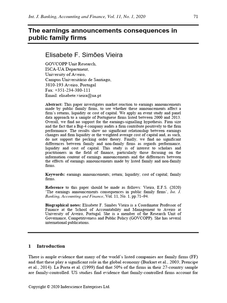 Vieira 2020 | PDF | Book Value | Ordinary Least Squares