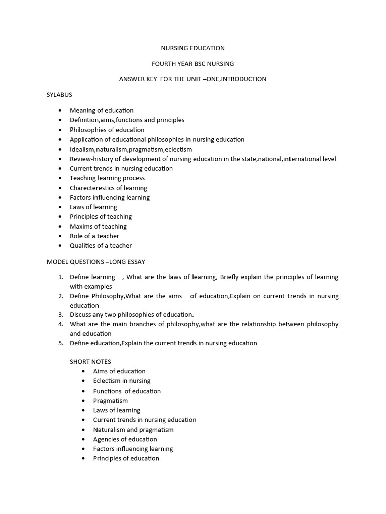 Unit I Principles of Education | PDF | Philosophy Of Education | Learning