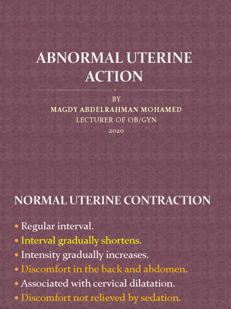 Abnormal Uterine Action | PDF | Childbirth | Uterus