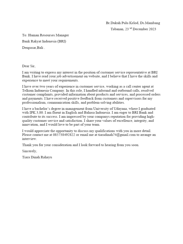 Application Letter | PDF