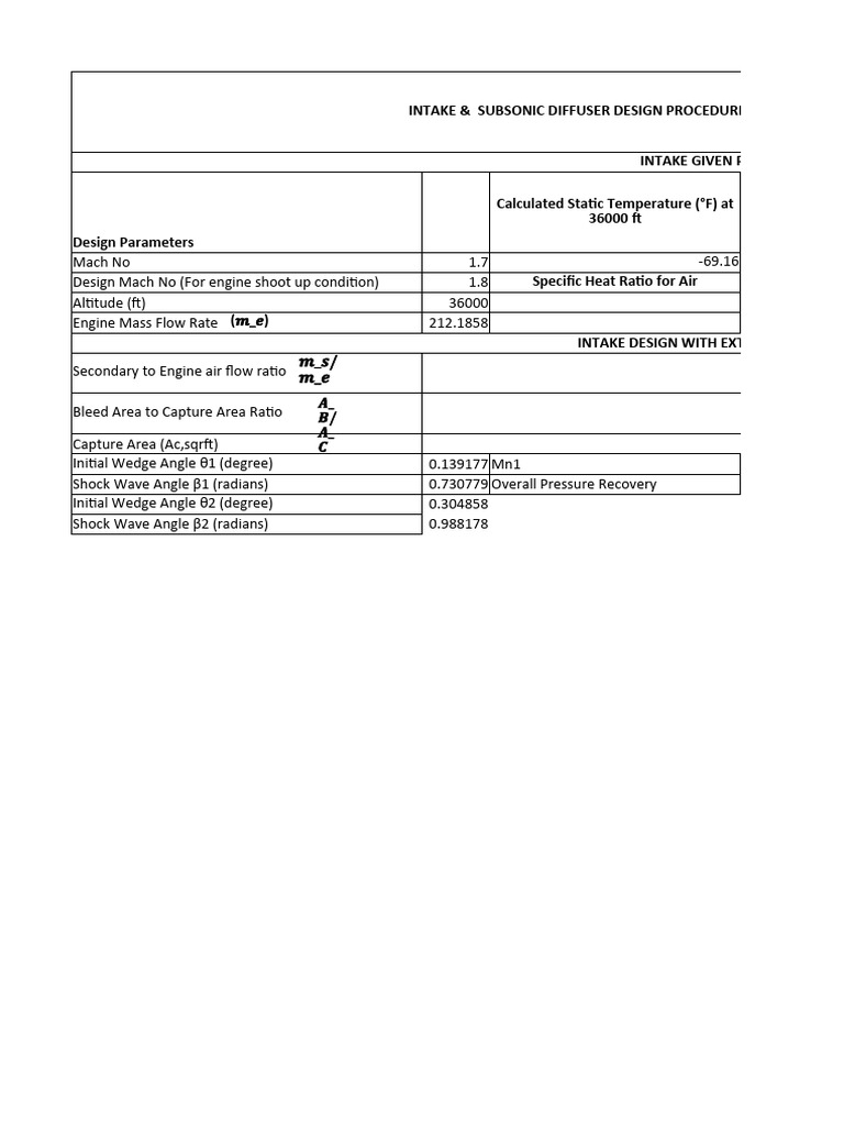 Intake Design Procedure | PDF | Mach Number | Aerospace
